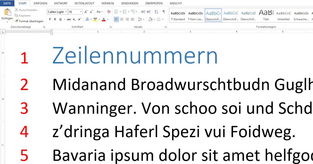 Zeilennummern einfügen und bearbeiten – Word-Tutorial