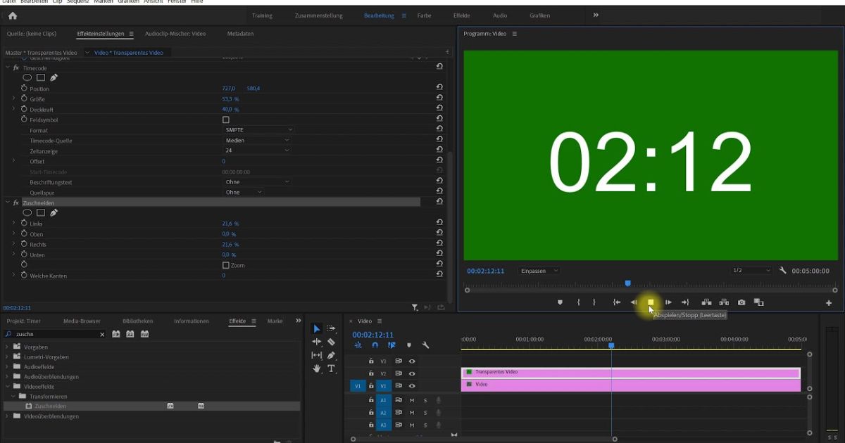 Countdown / Timer erstellen – Premiere-Pro-Tutorial