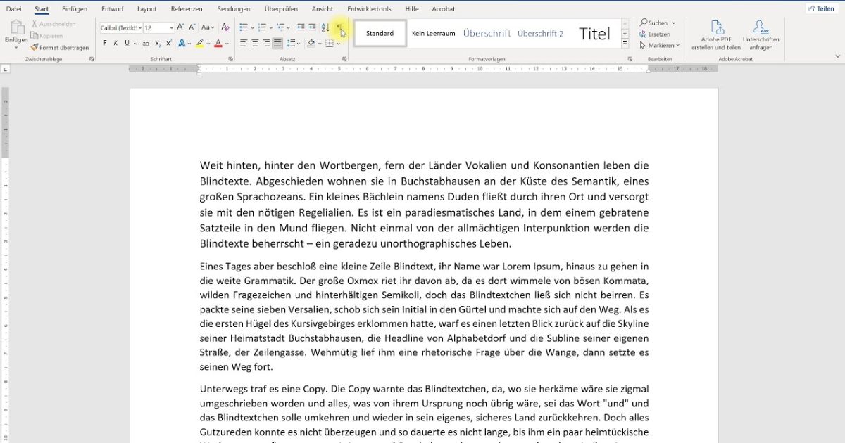 Blocksatz (mit Silbentrennung) – Word-Tutorial