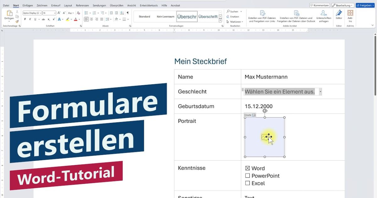 Word Formular erstellen – Ausfüllbare Formularfelder mit ...