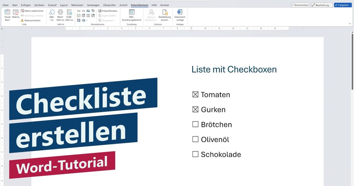 Checkliste erstellen (zum Ausdrucken oder digitalen Ausfüllen) – Word ...