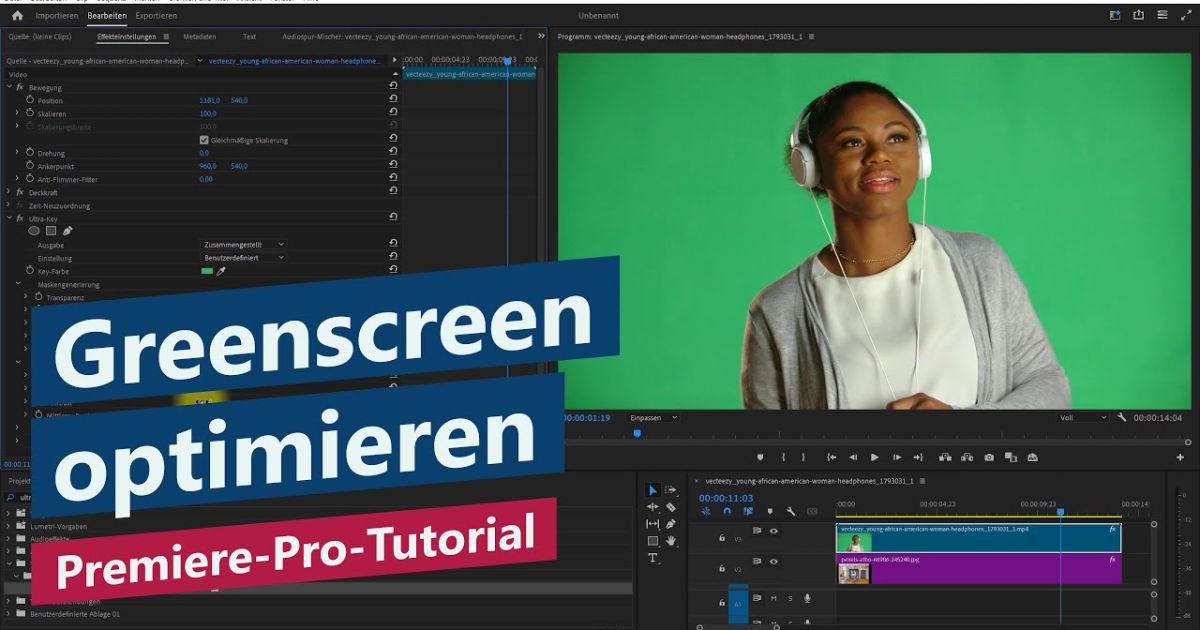 Greenscreen entfernen und Maske optimieren – Premiere-Pro-Tutorial