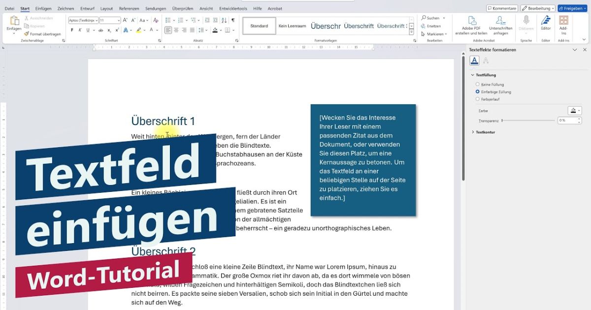 Textfeld erstellen und anpassen – Word-Tutorial