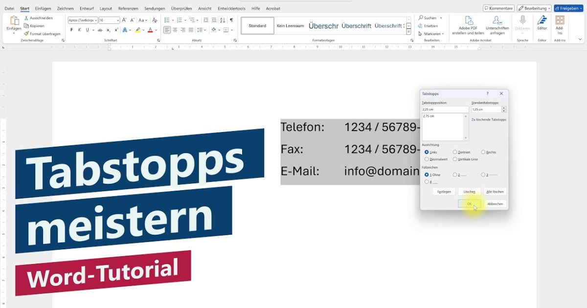 Tabstopps setzen und Tabulatoren richtig verwenden – Word-Tutorial